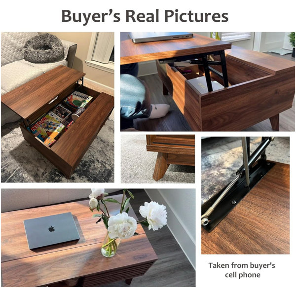 George Oliver Lift Top Coffee Table, Mid Century Modern Coffee Table With Storage For Living ...